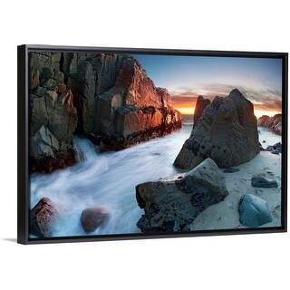 "Sunset onrocks, Point Mugu, Ventura country, California" Black Float Frame Canvas Art - Bed ...